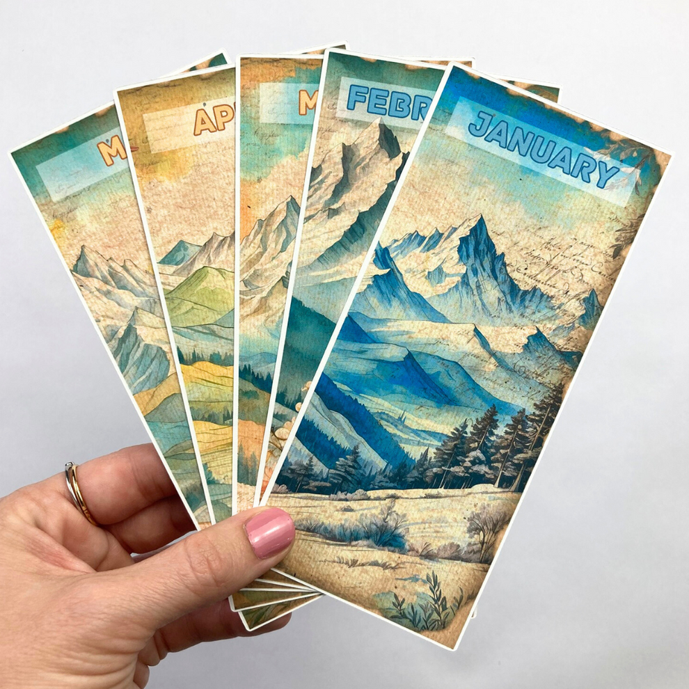 12 Month Cards with Cardstock Binder Cover | Physical Shipped Item | M ...